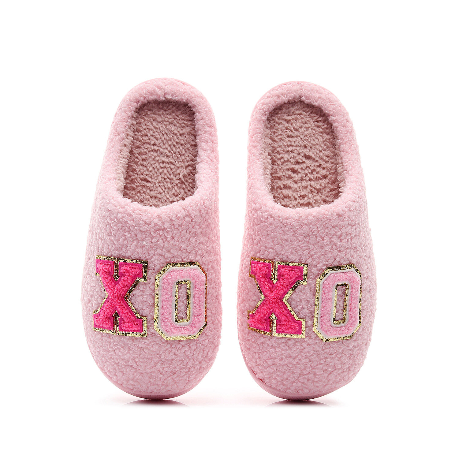 Хлопковые тапочки с надписью «XOXO» для женщин, подарок на День святого Валентина, теплые флисовые тапочки.43-44