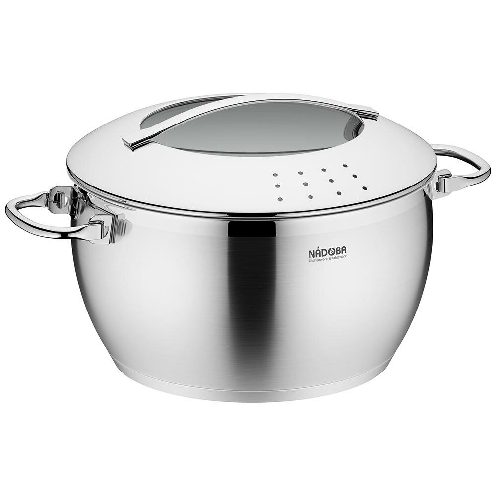 Кастрюля нерж 5.5Л MARUSKA СТ/крышка-дуршлаг складные ручки индукция NADOBA