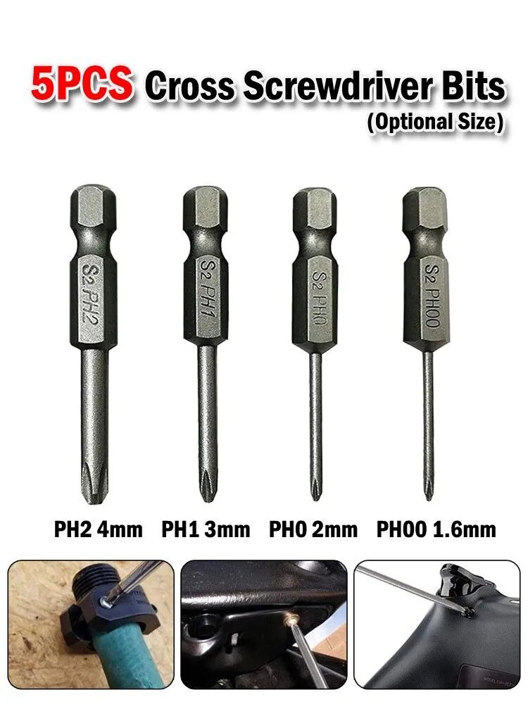 OZ-COAC-5 шт. 6,35 мм крестовые отвертки биты PH0000 PH000 PH00 PH0 PH1 PH2 шестигранный хвостовик противоскользящие отвертки биты магнитные одинарные
