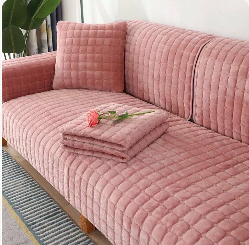 Бархатный чехол для дивана, 70x150cm 1PC, розовый