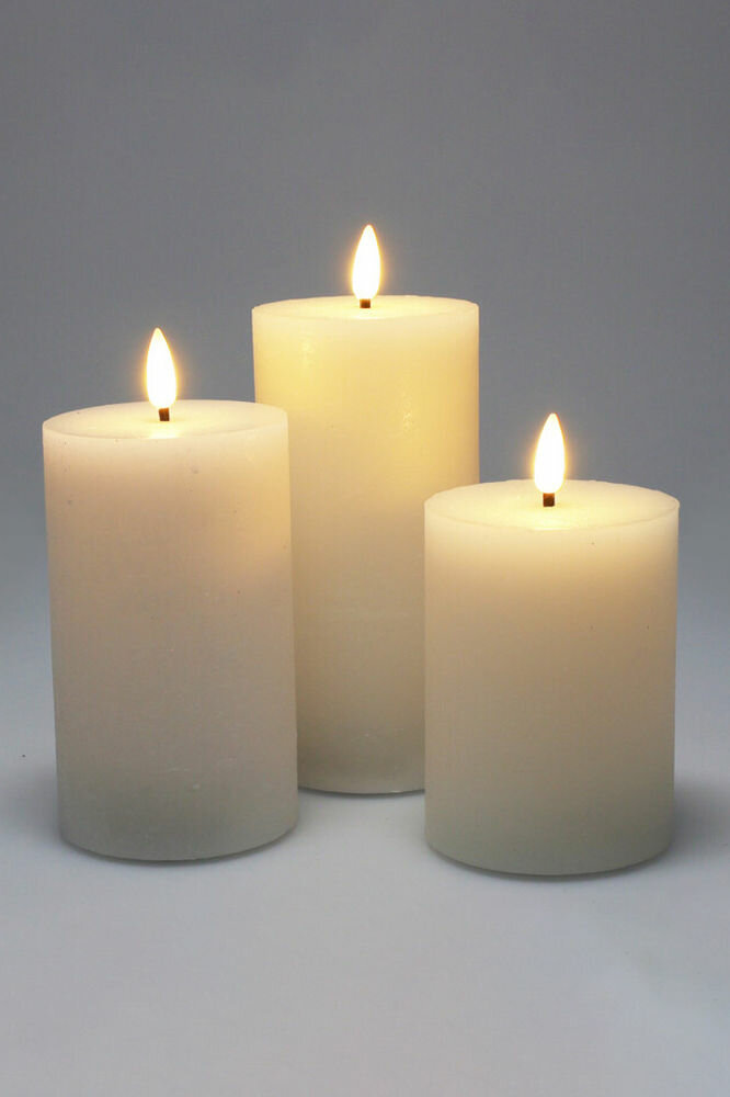 Набор светодиодных восковых свечей атма, белый, 'натуральный фитилёк', 10-15 см, 3 шт, таймер, батарейки, Koopman International AX5441030