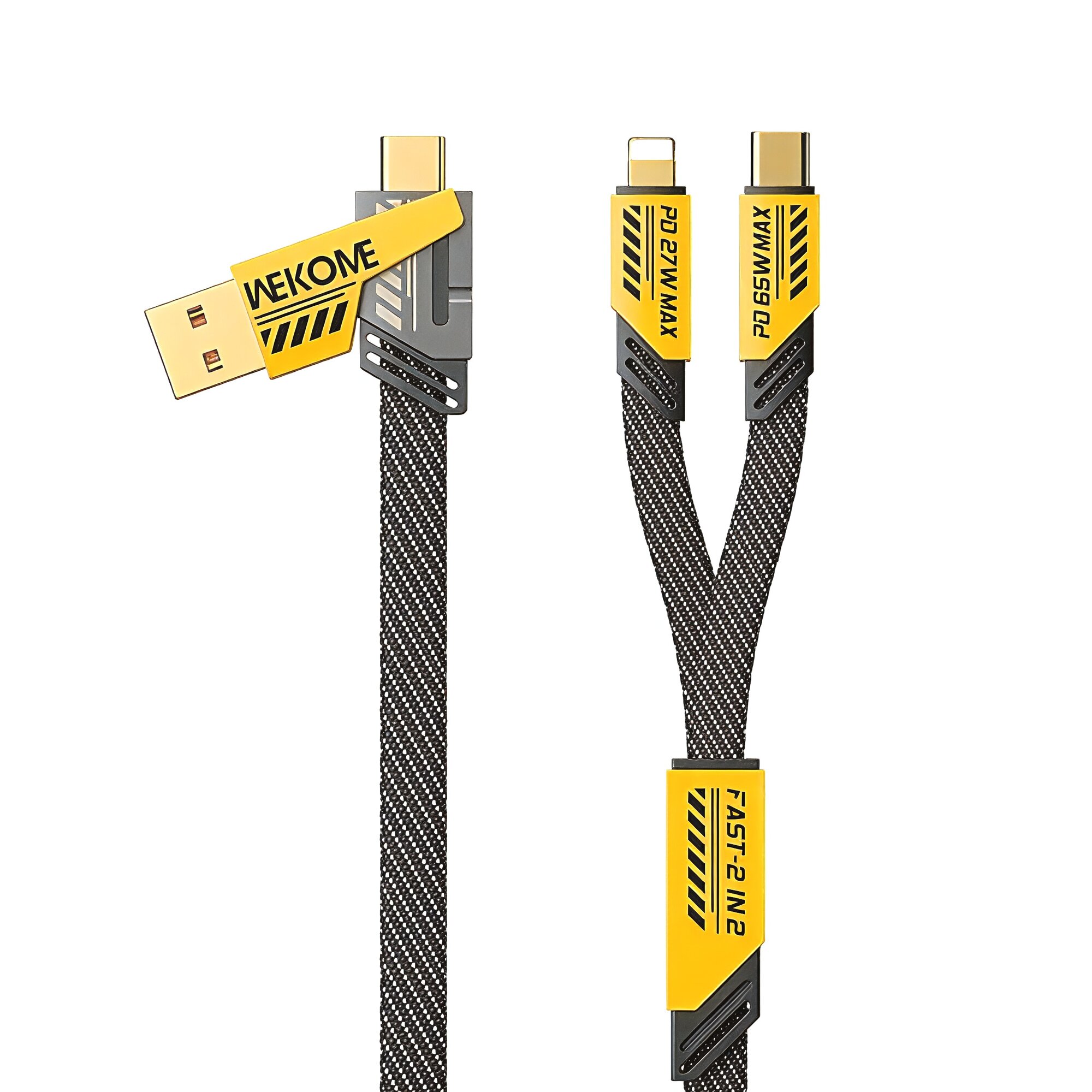 WEKOME Кабель 4-в-1 USB Type-C с двумя разъемами 65 Вт, 27 Вт WDC-25