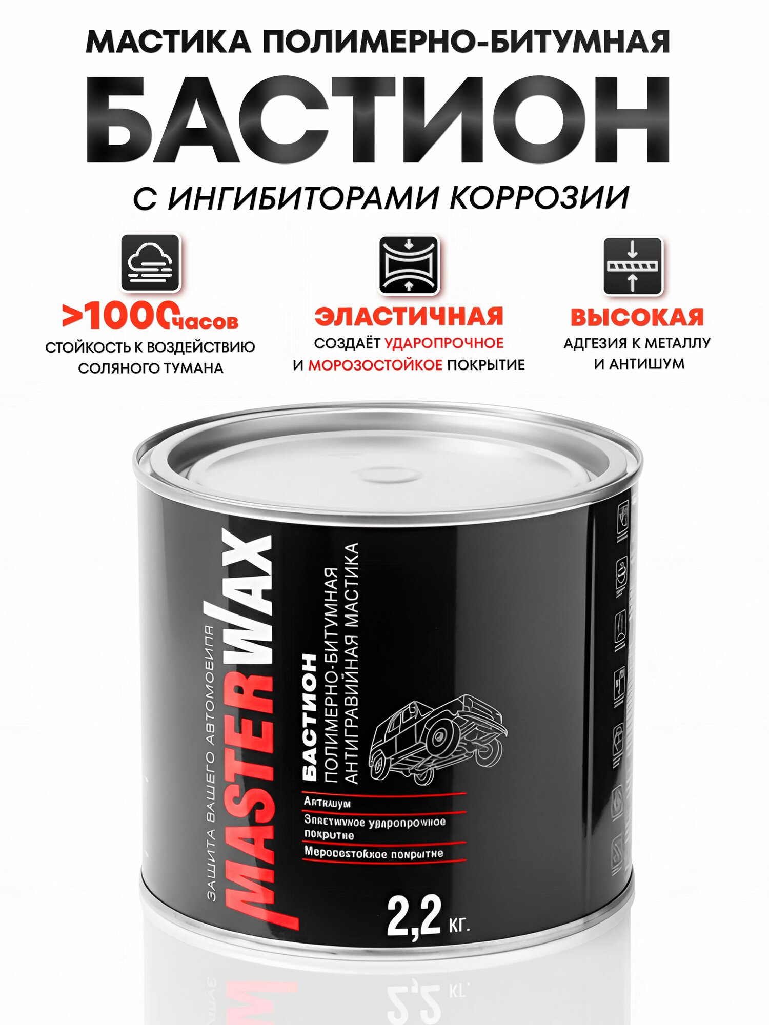 Мастика антикоррозийная для авто. Битумная мастика бастион 2,2 кг, антикор для днища и колесных арок.
