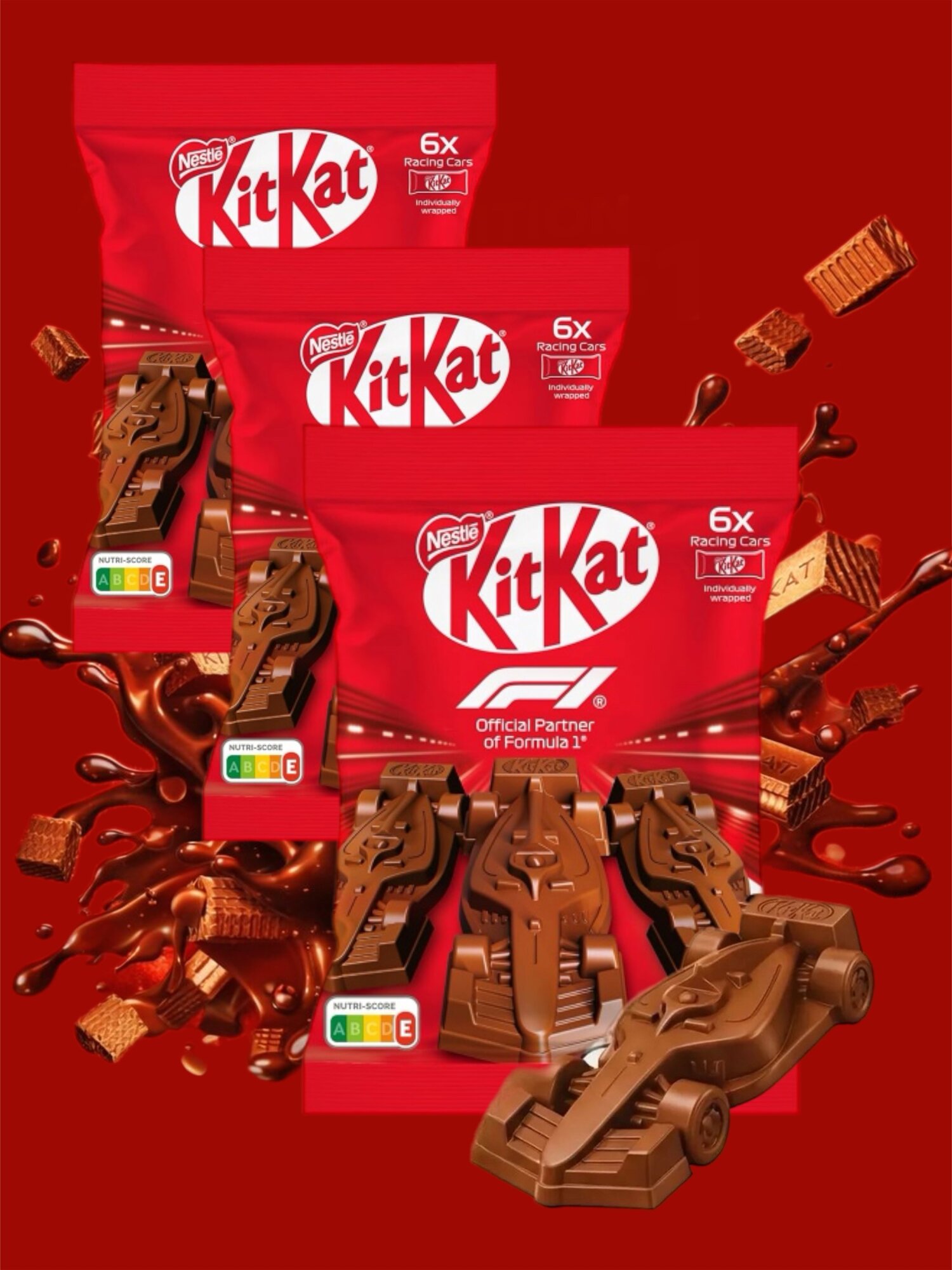 KitKat F1 Choc Bar Шоколадный батончик КитКат Формула 1, 66г х 3 шт (Италия)