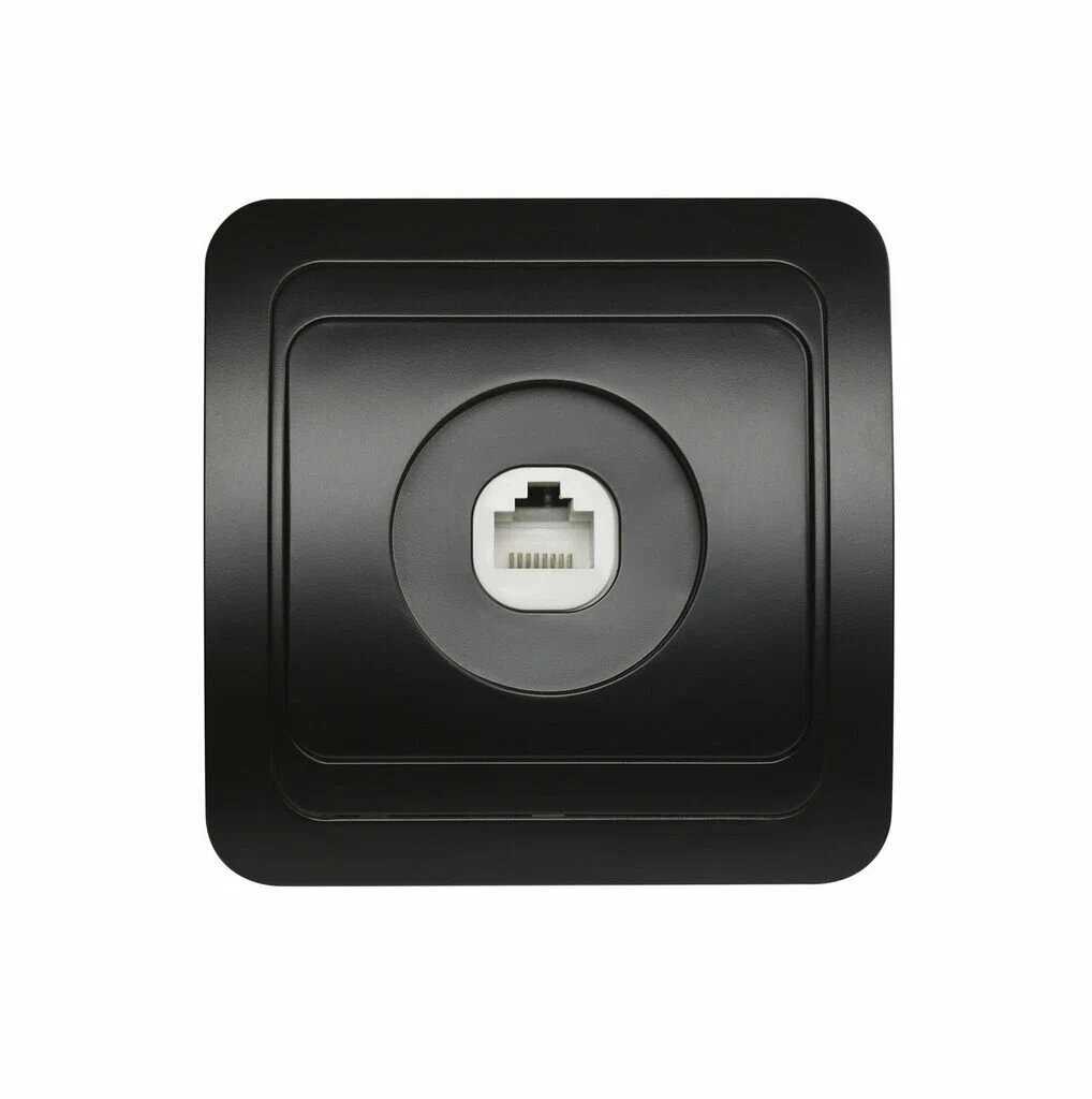 Компьютерная розетка RJ45 1-местная черная Марс SBE-02b-S1-RJ
