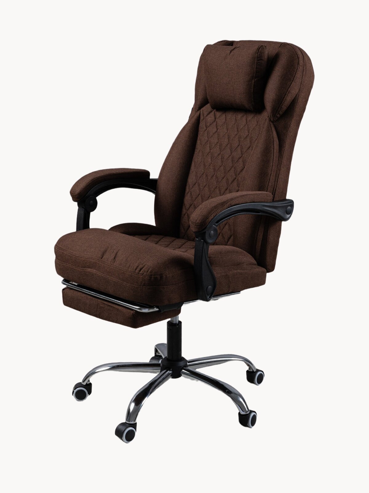Компьютерное кресло для дома и офиса, с подставкой для ног, из ткани, цвет коричневый
