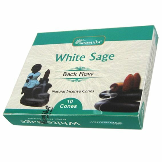 WHITE SAGE Back Flow, Aromatika (белый шалфей стелющийся дым, Ароматика), 10 конусов.