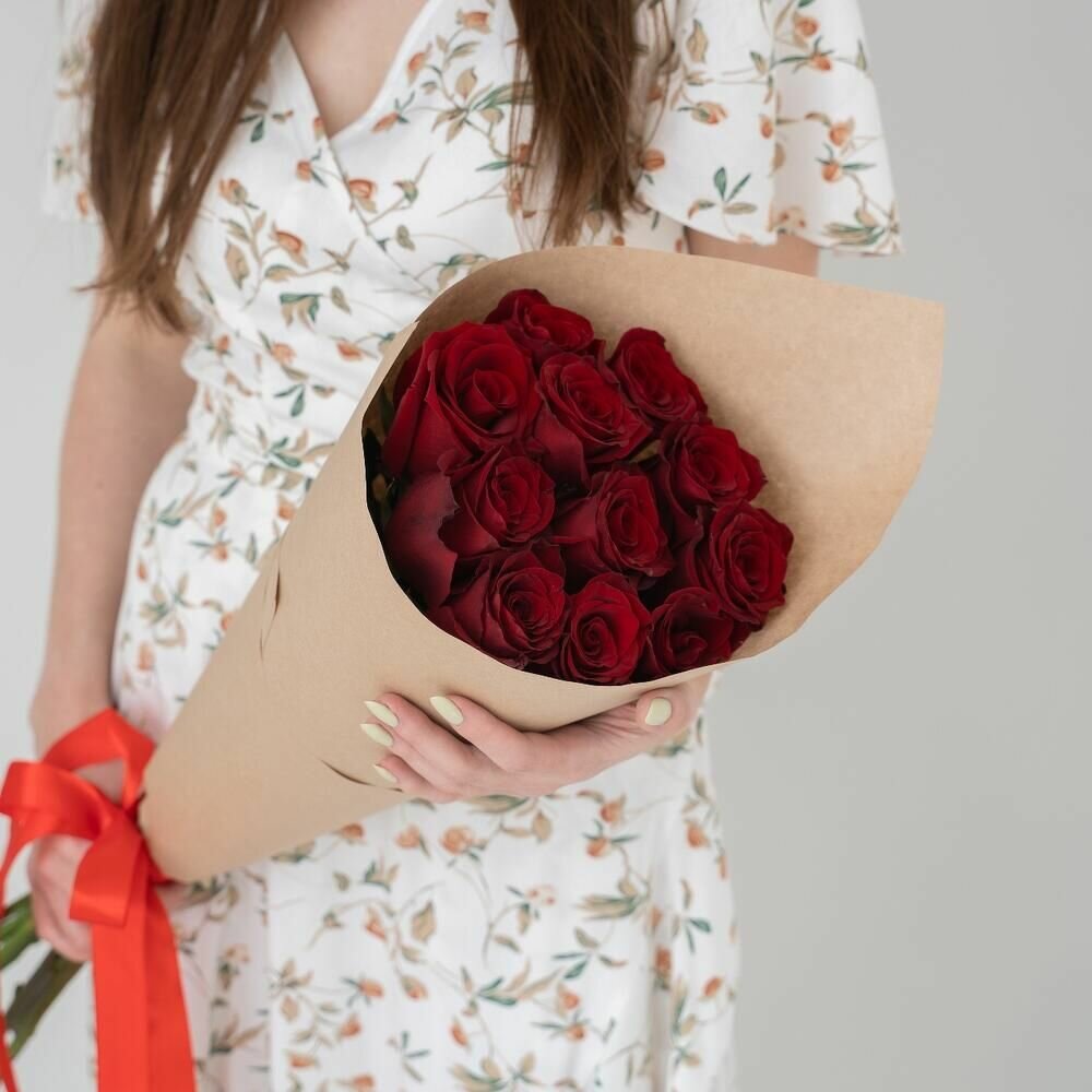 Букет "Букет из Роз" Well-flowers, круглый, из 11 роз, высота 50 см, букет свежих цветов