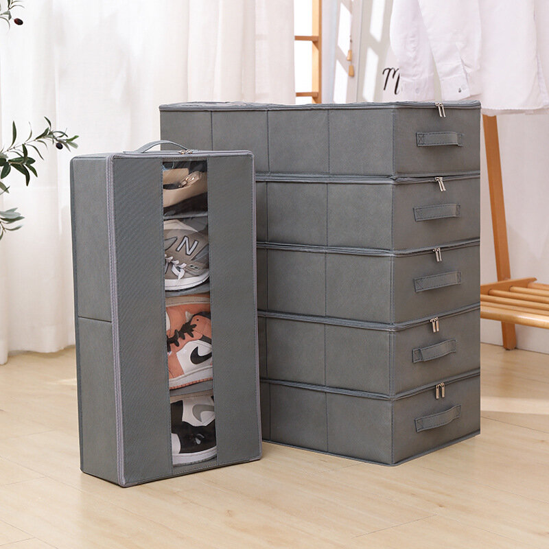 Хлопковая и льняная коробка для обуви, шестикомпонентная коробка для хранения под кроватью, стираемая коробка для хранения в спальне, органайзер для обувного шкафа, тканевое хранилище