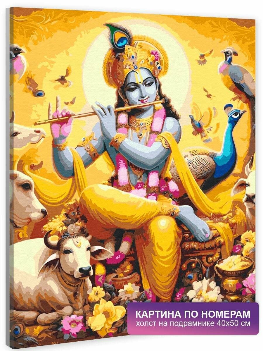 Картина по номерам на холсте с подрамником 40х50 см. Мир, вселенная, человек, люди. "Кришна", арт. 4675/