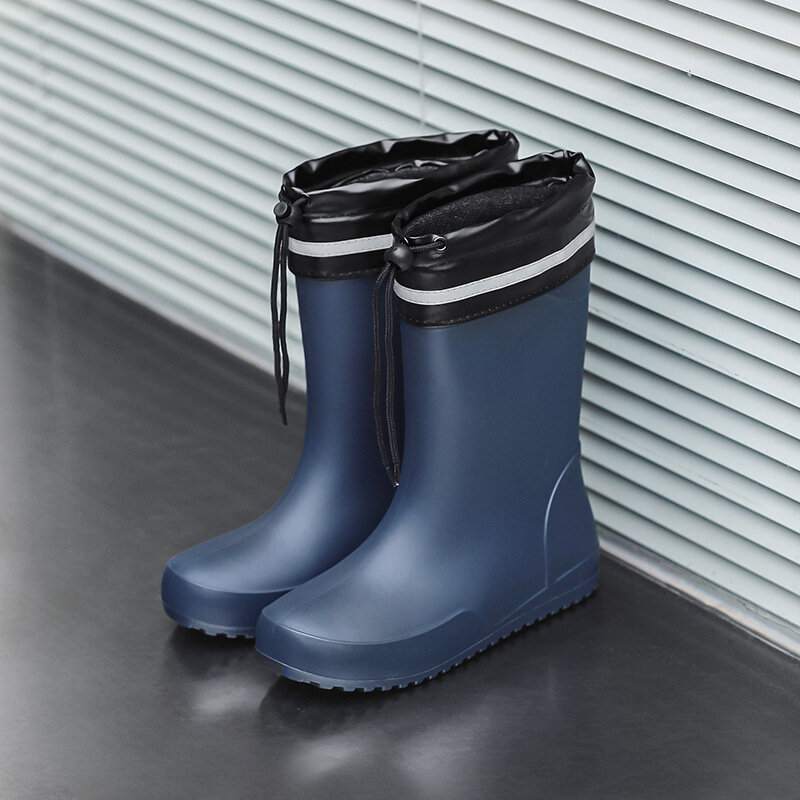 Полусапожки резиновые сапоги мужские новые весенне-летние водонепроницаемые, нескользящие, износостойкие водонепроницаемые туфли плюс бархат для работы, рыбалки, автомойки, кухни, резиновые туфлиРазмер обуви. EU:42