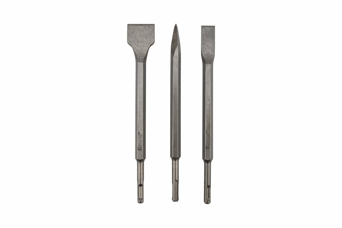 KRANZ KR-91-0430 Набор зубил SDS Plus для перфоратора 3 шт ударные стальные элементы