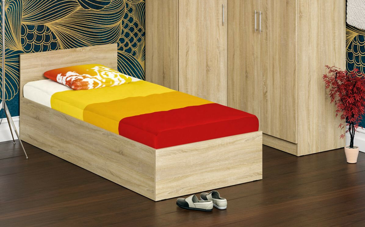 Кровать односпальная СВК "Стандарт" ЛДСП 90x200, цвет дуб сонома, без матраса, основание есть, без ящиков