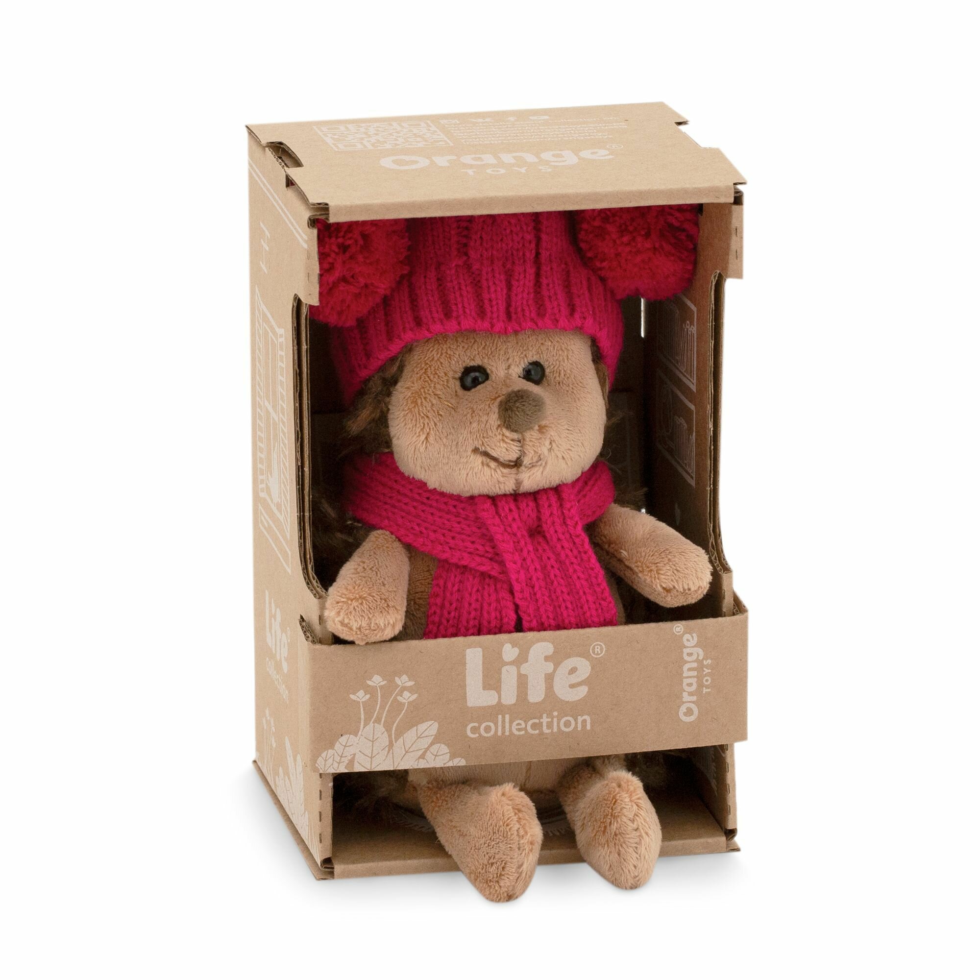 Игрушка мягкая Orange Ежинка Колючка в шапке с двумя помпонами 20см