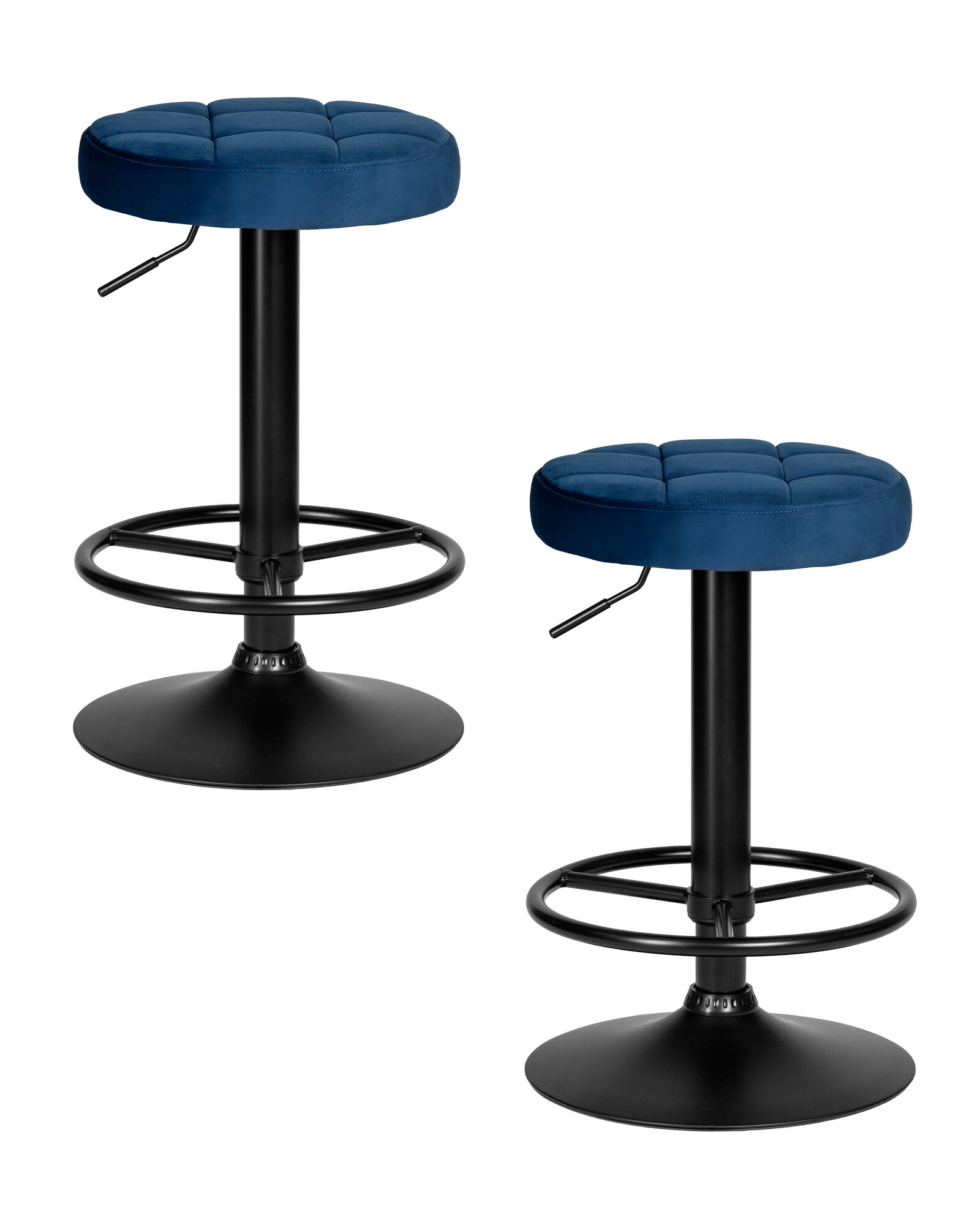 Набор 2 шт. Табурет барный DOBRIN BRUNO BLACK, LM-5008_BlackBase, синий велюр (MJ9-117)