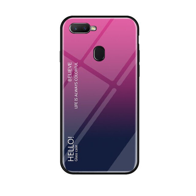 Чехол-бампер Чехол. ру для Samsung Galaxy A20s стеклянный из закаленного стекла с эффектом градиент зеркальный блестящий переливающийся синий