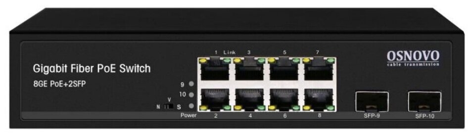 Коммутатор Osnovo SW-80802(150W) 150W неуправляемый