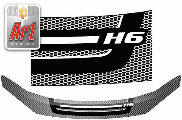 Дефлектор капота Haval H6 II 2015 2020 Серия "Art" белая САпластик