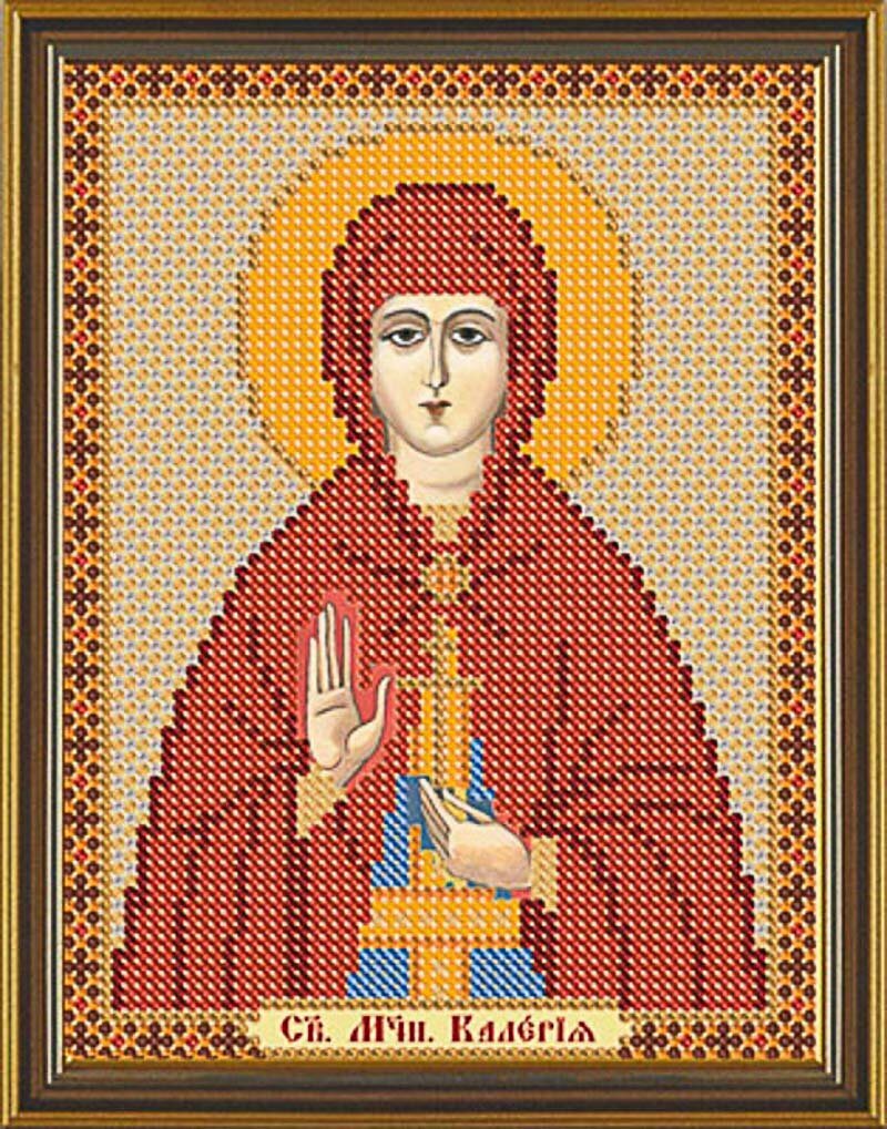 Канва/ткань с рисунком Нова Слобода №1 для вышивания бисером 13 см х 17 см БИС 5109 "Св. Мц. Карелия (Валерия) Кесарийская"