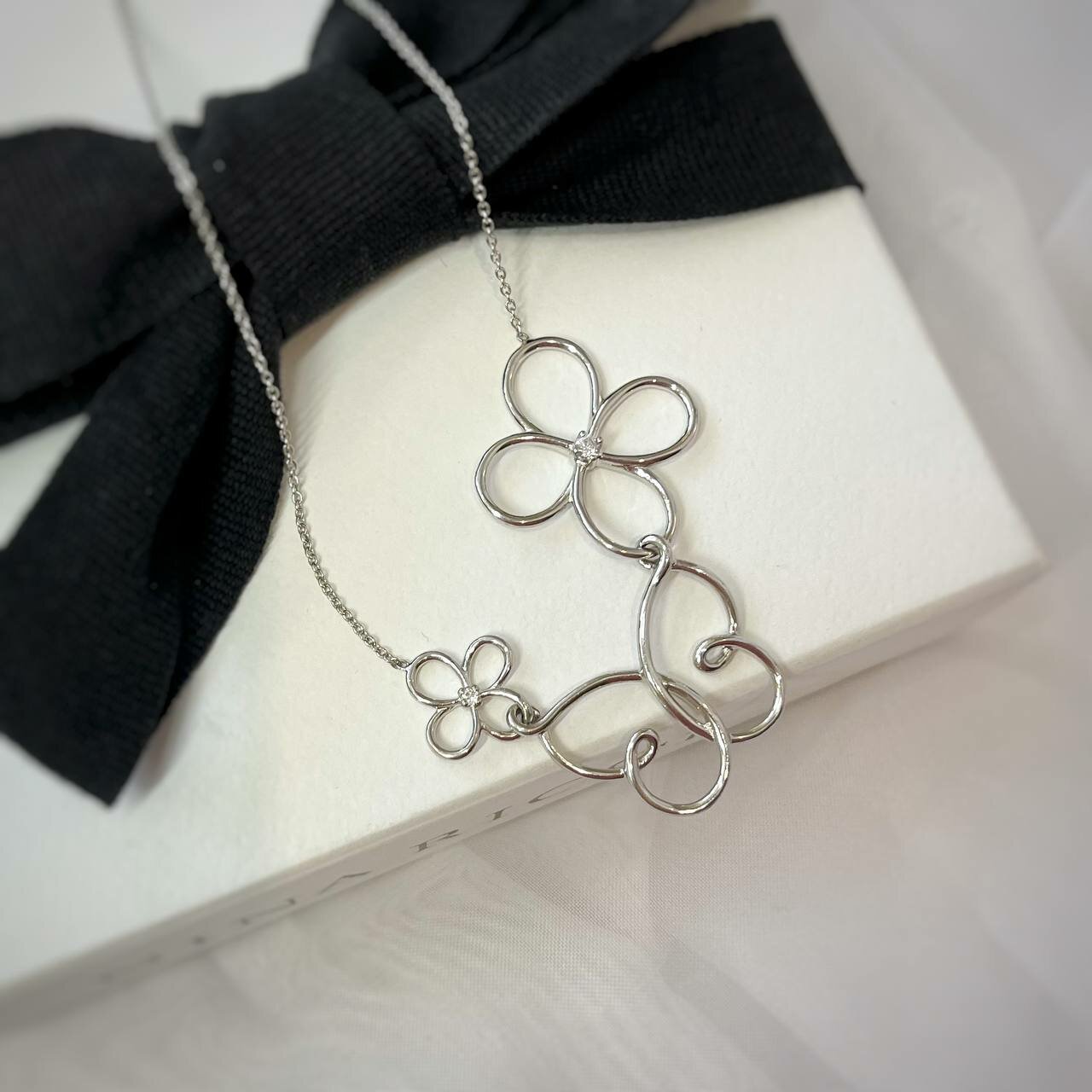 Колье, серебро, 925 проба, родирование, фианит