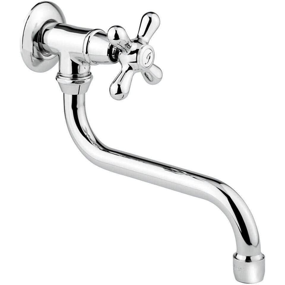 Кран Emmevi (Эммеви) Deco Classic, настенный одновентильный, поворотный излив 21 см, хром, 12006S/CR