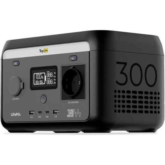 Портативная зарядная станция Topon TOP-H300 204.8Wh (64000mAh) 300W (220-240V PSW), авторозетка 12.6V 100W, черный