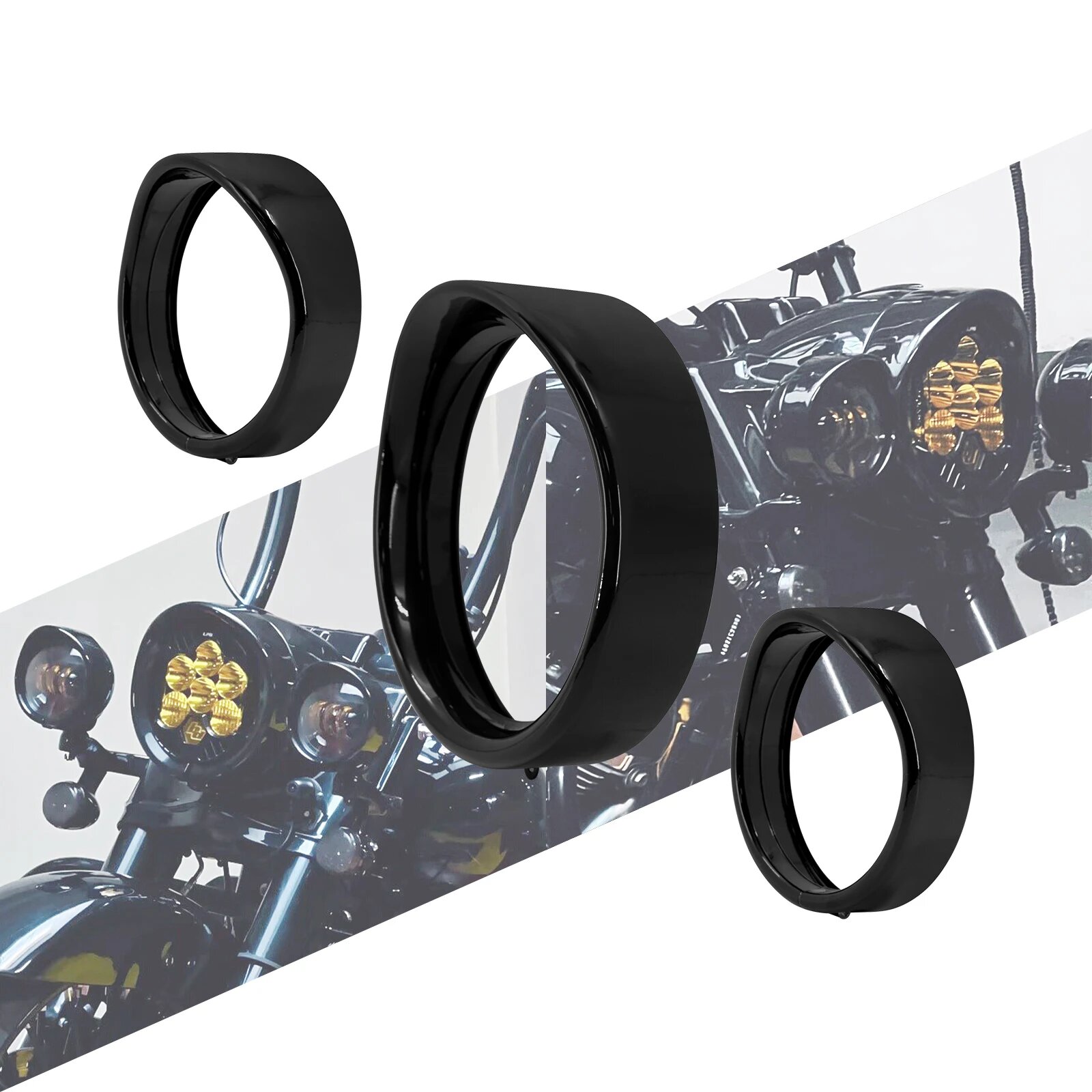 Ободки для фар мото Harley 7" и 4.5" Black Rings