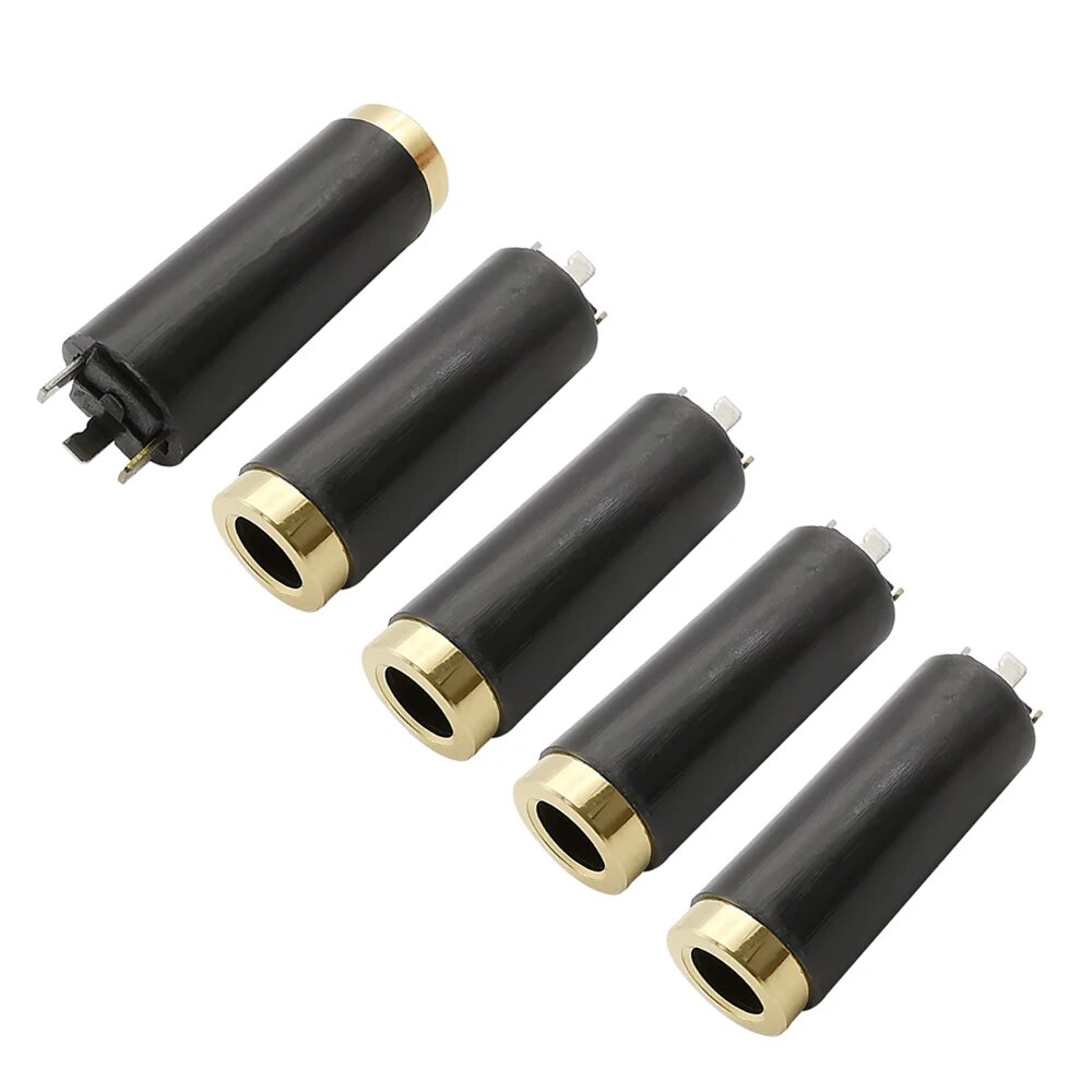 Мини-разъемы для наушников 3.5 мм, черные, алюминий+пластик, 5/10 шт 5 Pcs