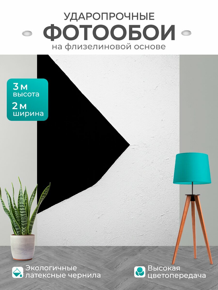 Фотообои моющиеся ударопрочные "Абстракция, геометрические фигуры и черно-белая палитра, создающие ощущение строгости и современности" 200x300 см. флизелиновые на стену