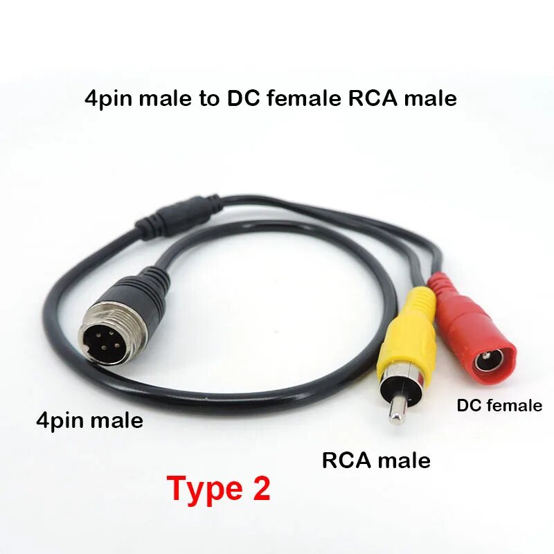 Кабель-переходник M12 4Pin на BNC DC RCA 0,35 м type 2