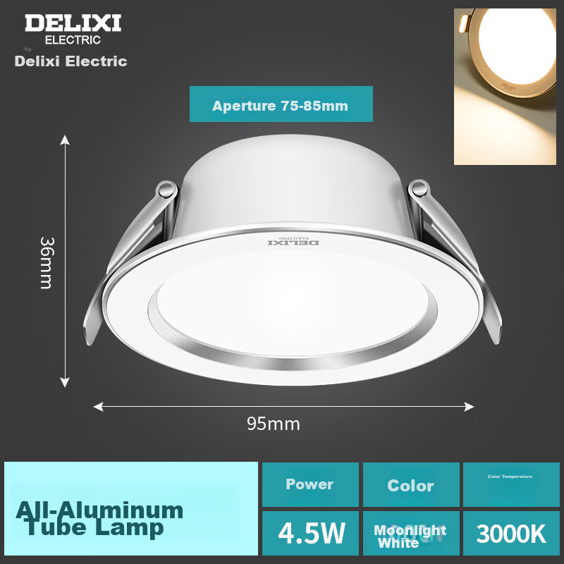 DELIXI LED Downlight, Ceiling Light, Recessed Spotlight, Downlight [Full Aluminum 4.5W Warm Light], Bright Moon White