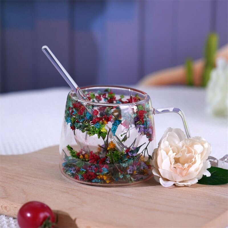 Высококачественное боросиликатное прозрачное стекло, термостойкий бытовой хрустальный цветок (смешанный цвет)