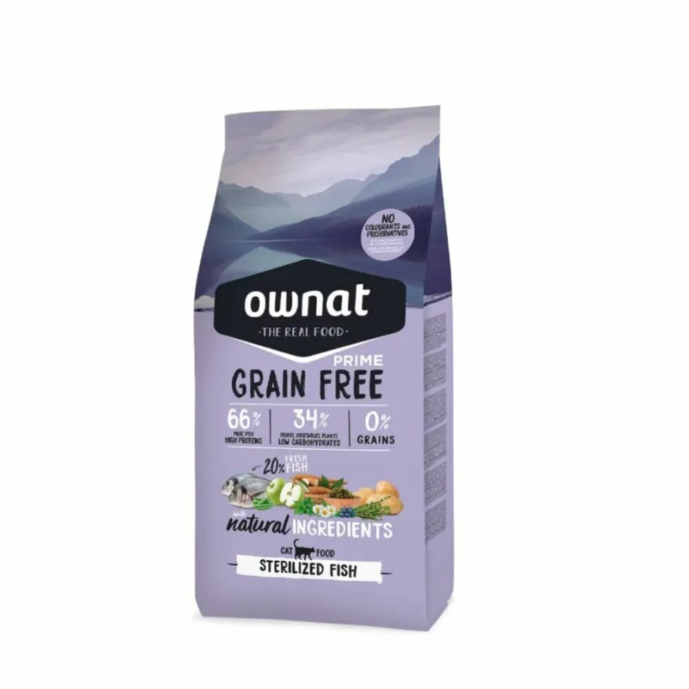 Ownat Adult Sterilized Grain Free Prime Сухой корм для стерилизованных кошек, с рыбой, 1 кг