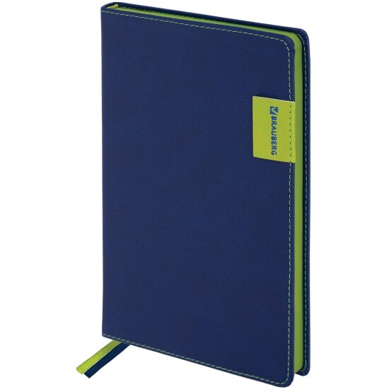 Ежедневник Brauberg недатированный А5 (138х213 мм), "AIM", под кожу, 136 л, темно-синий, 113423