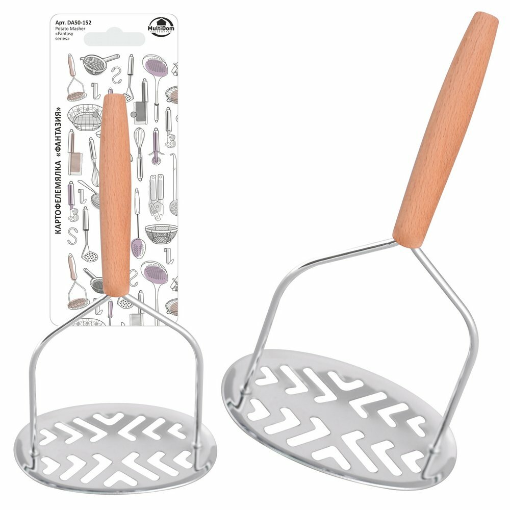 Картофелемялка "Фантазия" 21.5 см рабочая часть из хромированной стали, ручка из дерева