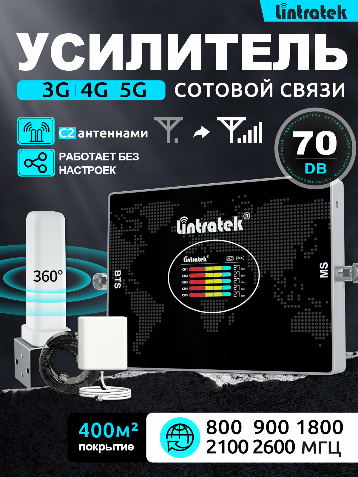 Усилитель сигнала сотовой связи и интернета, усилитель мобильной сети для дома и дачи