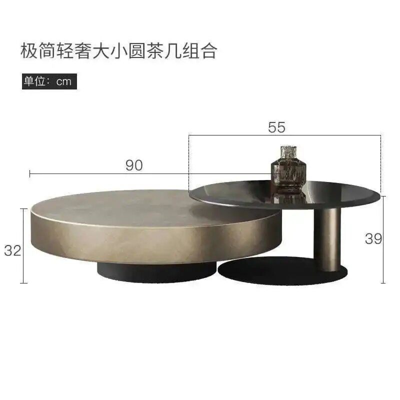 Дизайнерские журнальные столики из нержавеющей стали Европейский роскошный круглый чайный столик Мебель для гостиной Итальянский приставной столик из закаленного стекла A2 90 55cm 1 Set