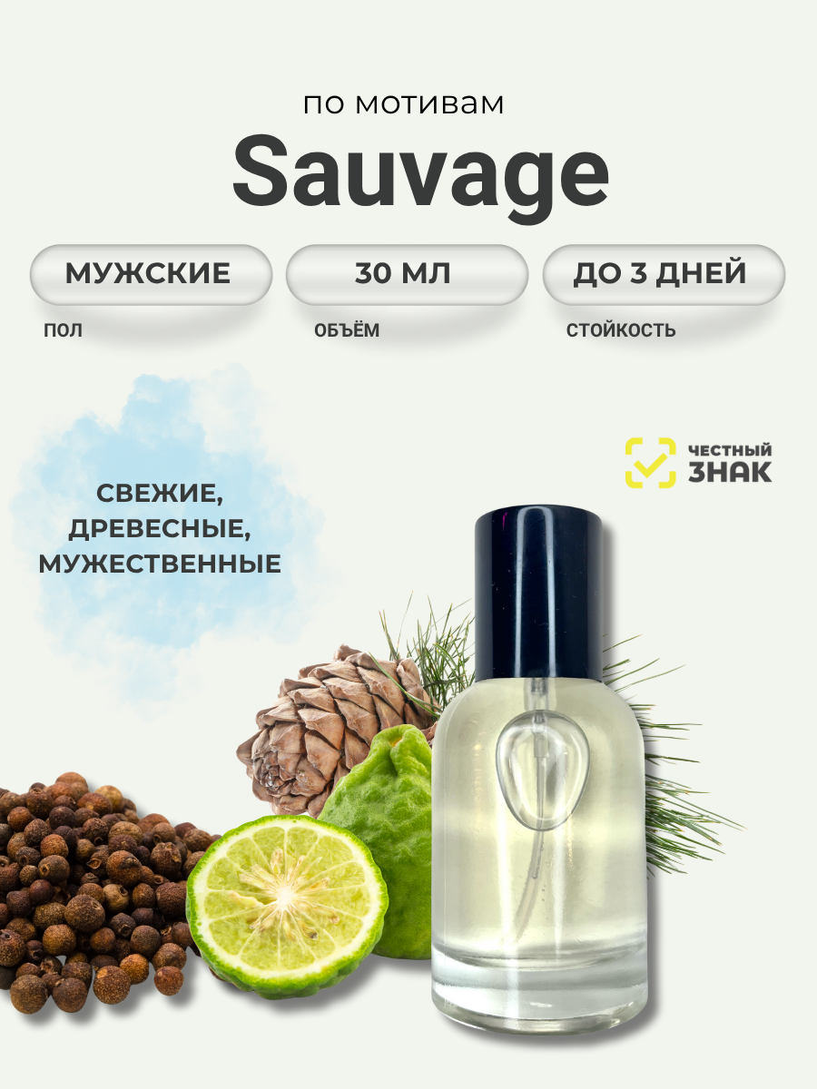 Духи Sauvage A-89 от Aromat Perfume, фужерные, мужские, 30 мл