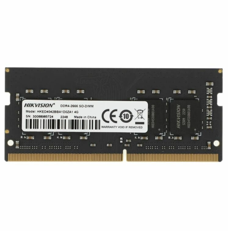 Оперативная память Hikvision HKED4042BBA1D0ZA1/4G (HKED4042BBA1D0ZA1/4G) SO-DIMM DDR4 4 ГБ - DDR4, 4 ГБx1шт, 2666 МГц