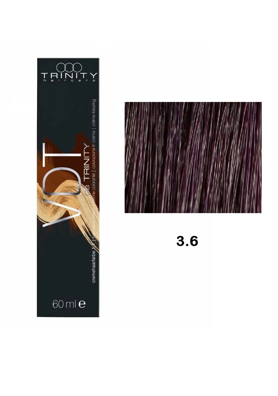 Trinity VDT Стойкая краска для волос 60 мл - VDT 3.6 dunkelbraun violett Темно-коричневый фиолетовый