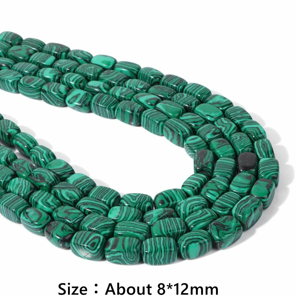 Бусины из натурального камня RISYF 8x12 мм Изумрудный, Half About 12-15pcs, 26. Malachite