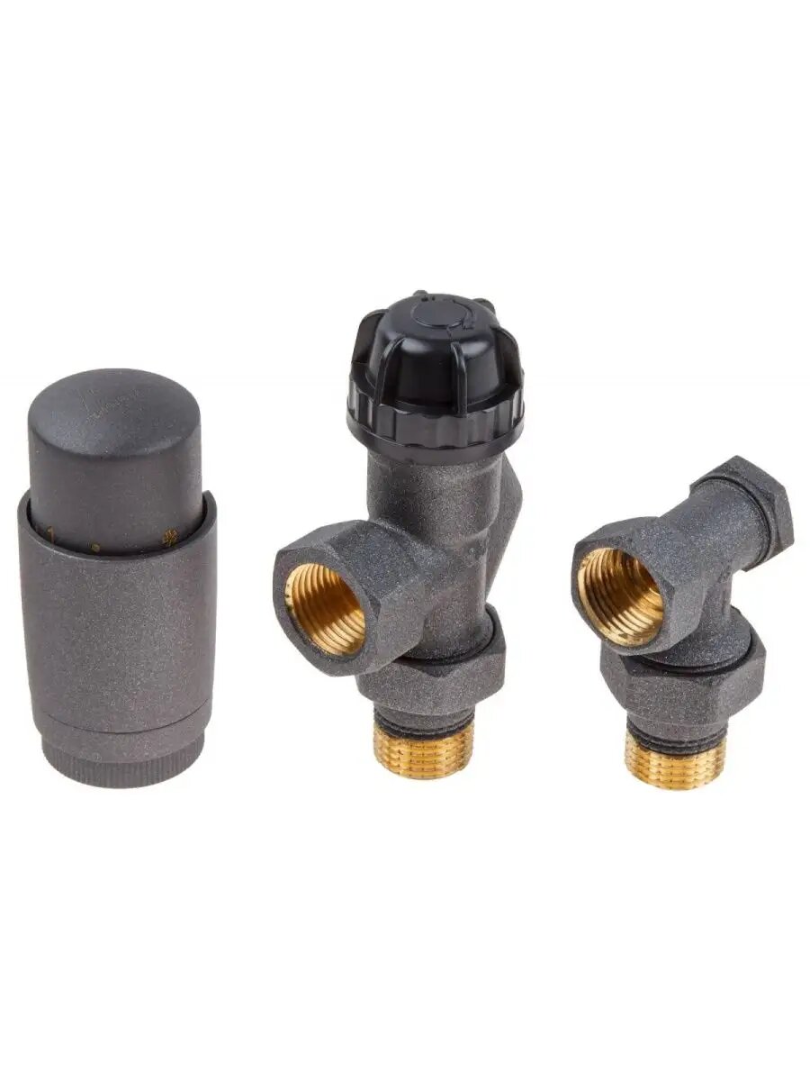 Комплект термостатический для радиатора отопления AV Engineering осевой Серый DN15 x 1/2" с термоголовкой (AVE32012G)