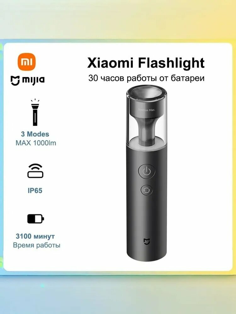 Фонарь Xiaomi Multi-Function Portable Flashlight MJSDT002QW, мощность 1000лм, защита IP65, чёрный