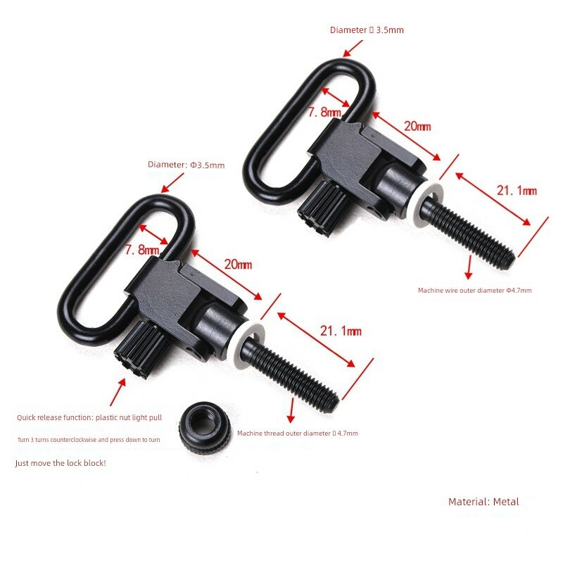 Металлическая пряжка для ремня QD с быстрым креплением, тактическая пряжка QD с двумя точками крепления Быстросъемный