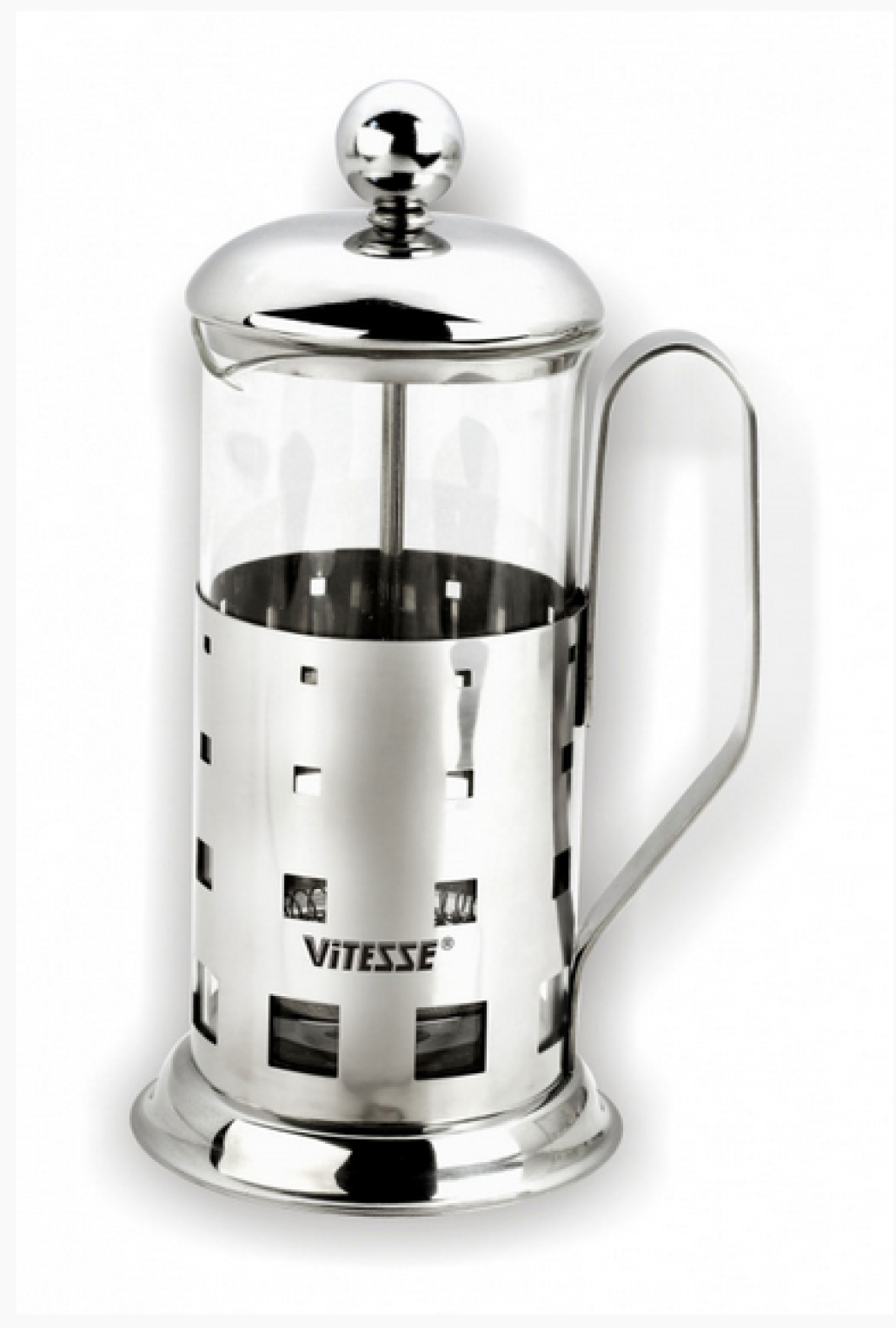 Френч-пресс "Vitesse" VS-1925, термостойкий, серебристый, 0,6л