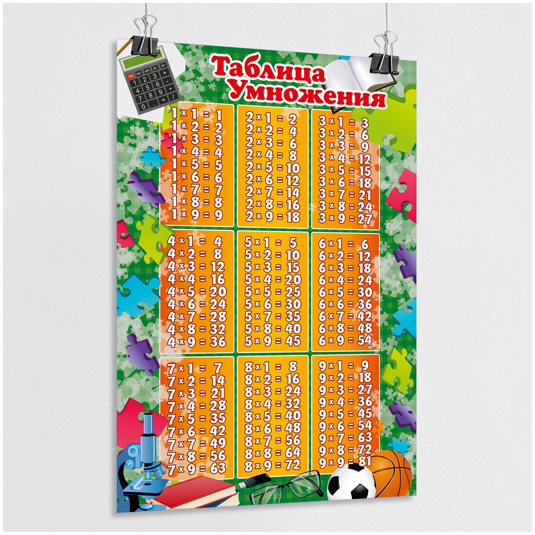 Обучающий плакат "Таблица умножения" для детей / А-0 (84x119 см.)