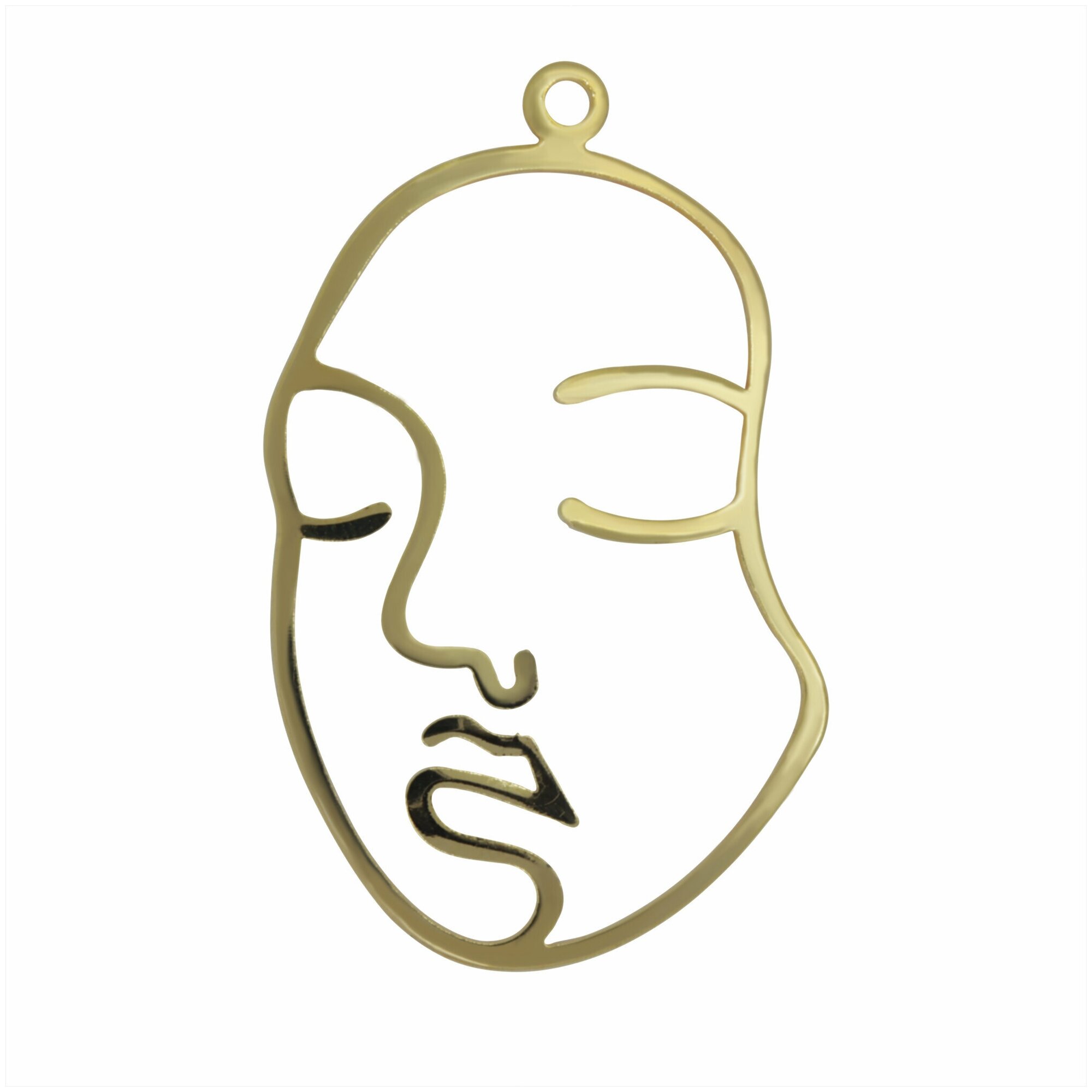 KamenOpt / Кулон "Лицо" с покрытием родия 46,5х28 мм, цвет: Золото