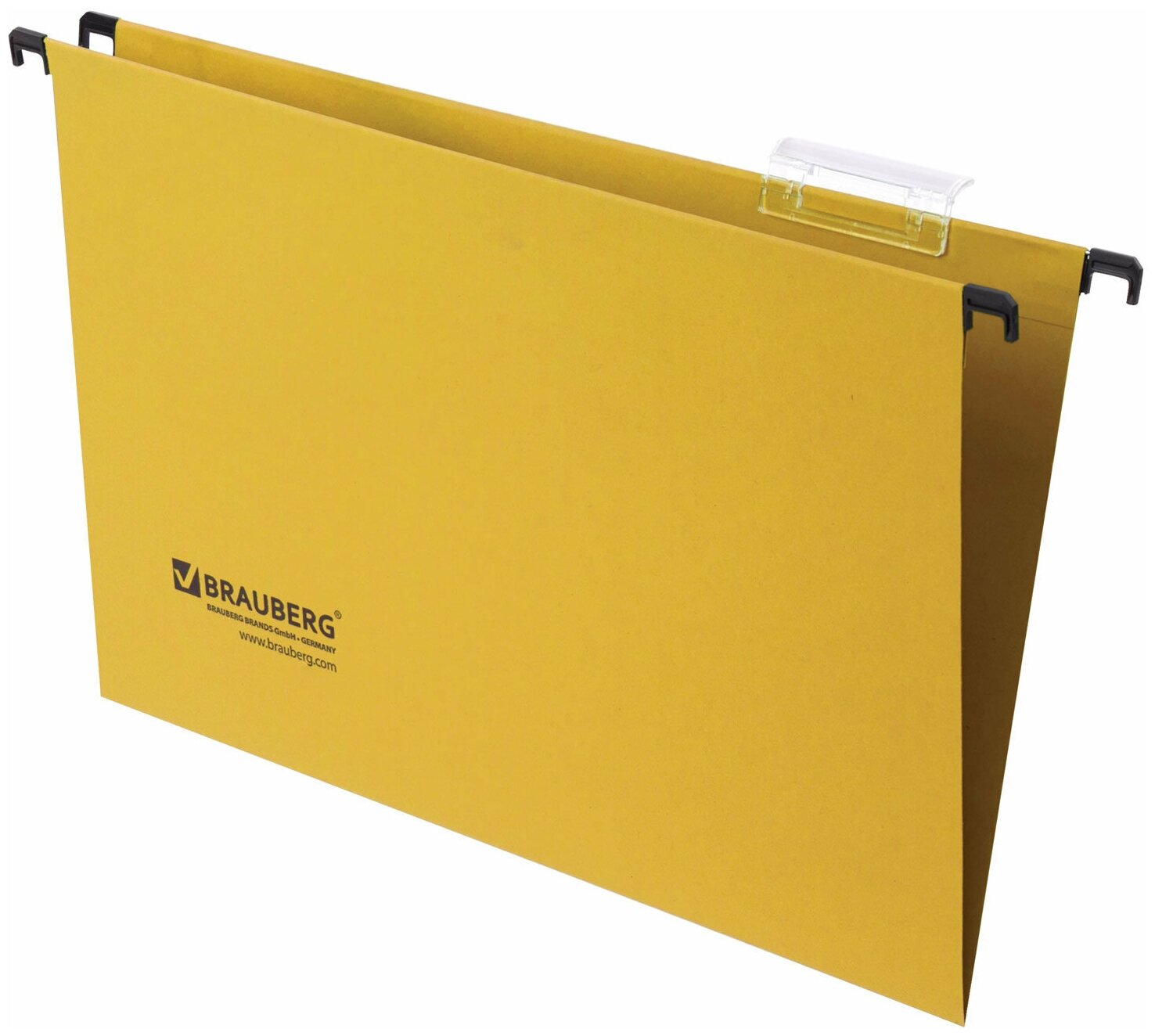 Подвесные папки А4/Foolscap (406х245 мм), до 80 листов, комплект 10 шт, желтые, картон, BRAUBERG (Италия), 231794