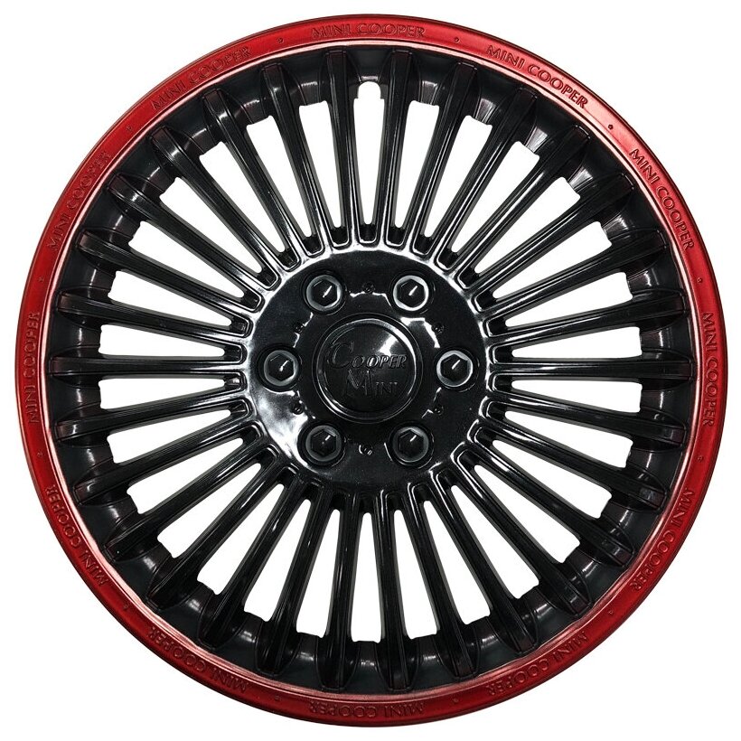 Автомобильные колпаки на диски М купер RED R14", черный c красным глянец , в комплекте 4 колпака