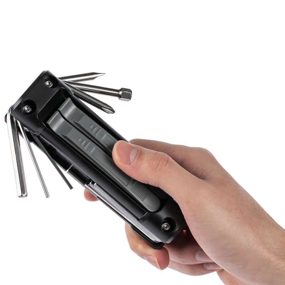 Мультитул велосипедный 15 функций, складной, 13.8 см в сложении, Tandem, серый